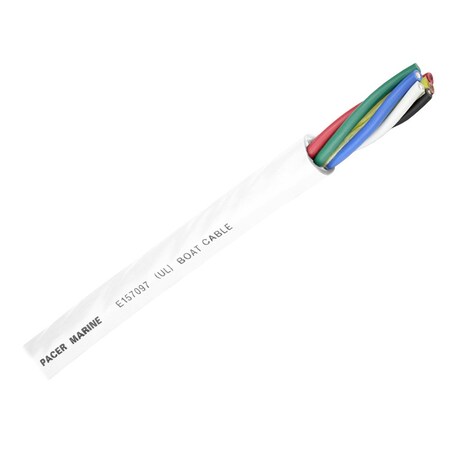 Pacer Group Pacer Round 6 Conductor Cable, 100', 16/6 AWG, Black, Brown, Red, Green, Blue White ...